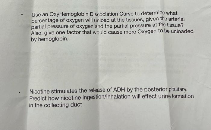 Solved Use an OxyHemoglobin Dissociation Curve to determine | Chegg.com