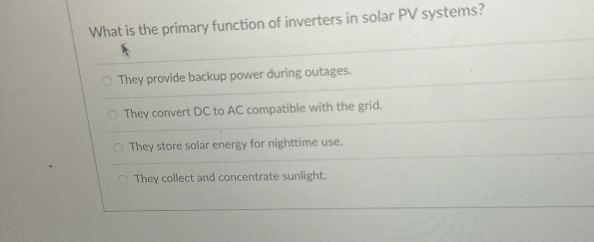Solved What is the primary function of inverters in solar PV | Chegg.com