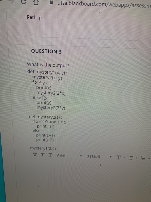 Solved utsa.blackboard.com/webapps/assessm Path: P QUESTION | Chegg.com