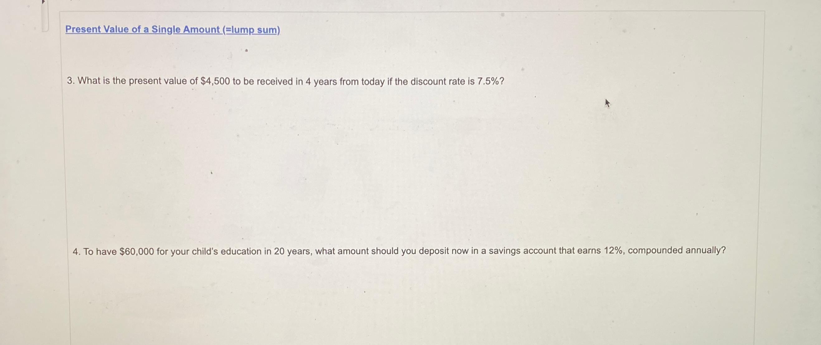 Solved Present Value Of A Single Amount Elump Sum3 ﻿what 9397