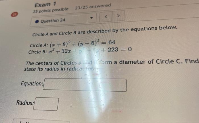 Solved Circle A and Circle B are described by the equations | Chegg.com