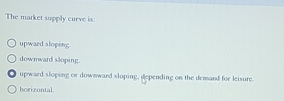 Solved The market supply curve is:upward sloping.downward | Chegg.com