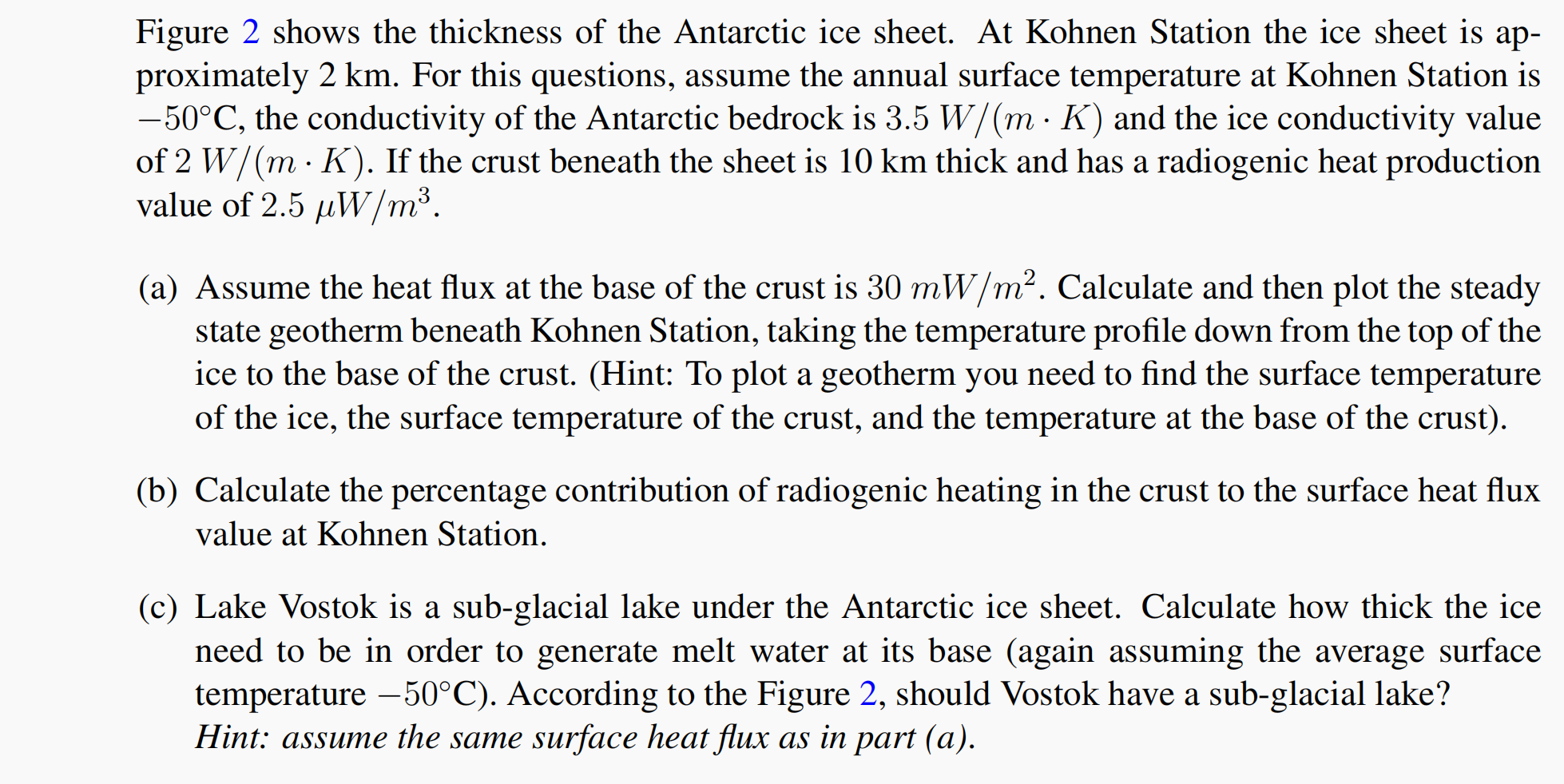 Solved Figure 2 ﻿shows the thickness of the Antarctic ice | Chegg.com