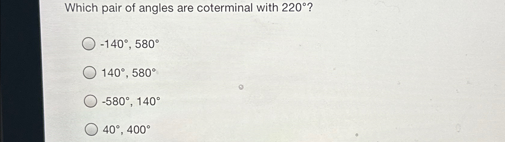 Solved Which pair of angles are coterminal with | Chegg.com