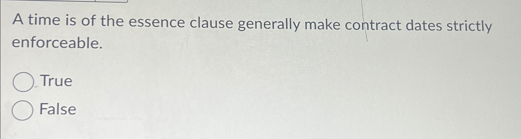 Solved A time is of the essence clause generally make | Chegg.com