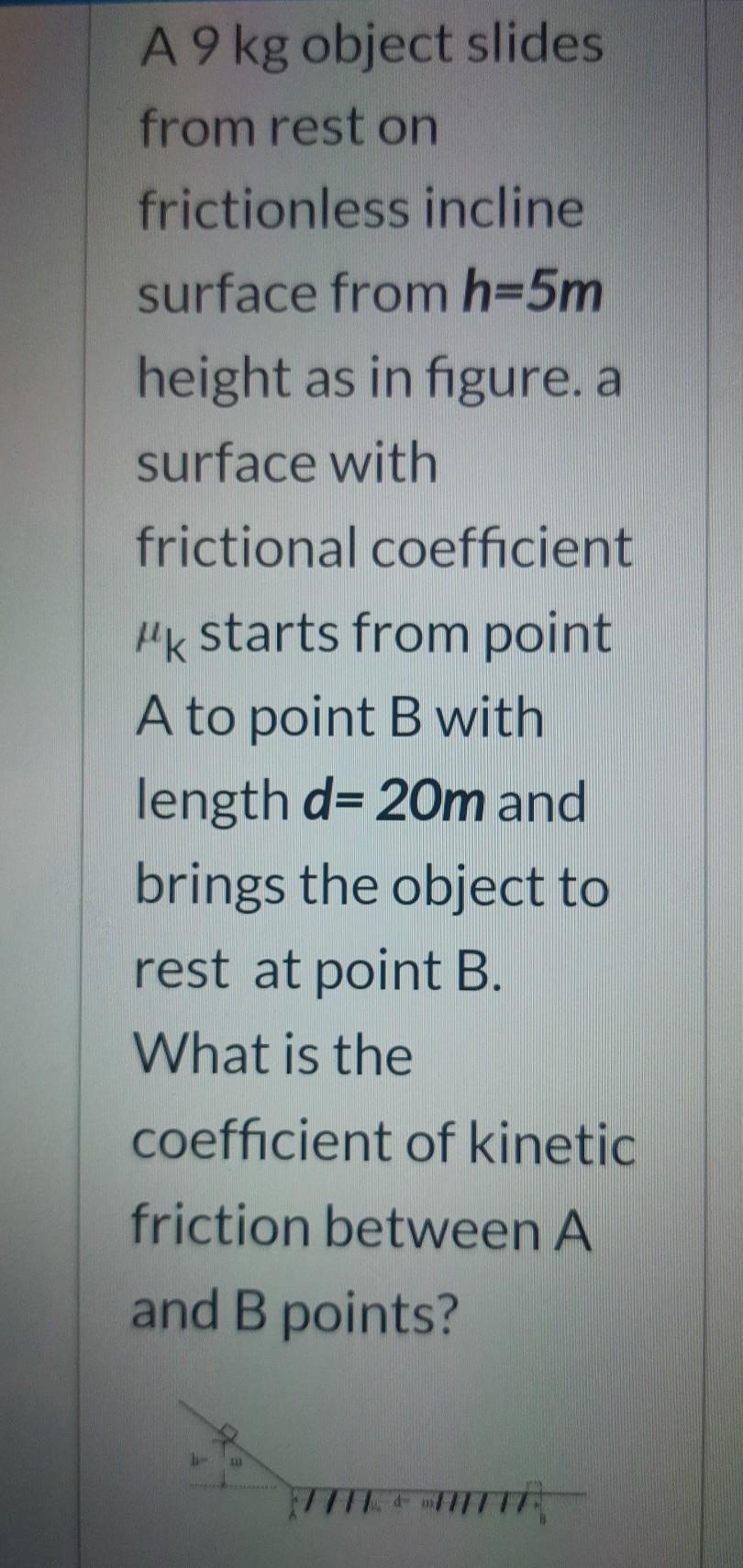 Solved A 9 kg object slides from rest on frictionless | Chegg.com