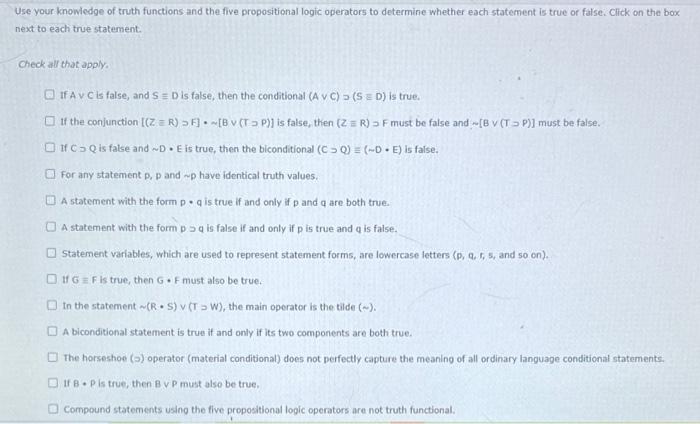 Solved Use your knowedge of truth functions and the five | Chegg.com