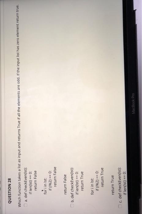 Solved QUESTION 28 Which function takes a list as input and | Chegg.com