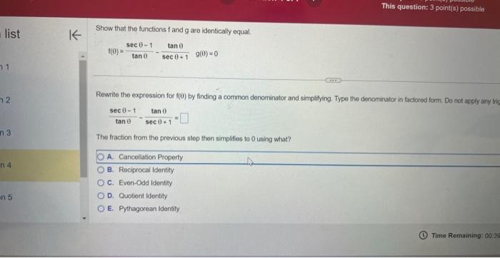 Solved Show that the functions f and g are identically | Chegg.com