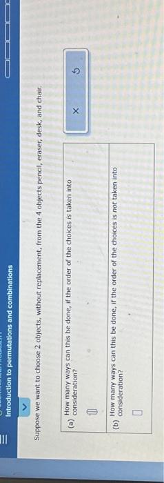 Solved Suppose we want to choose 2 objects, without | Chegg.com