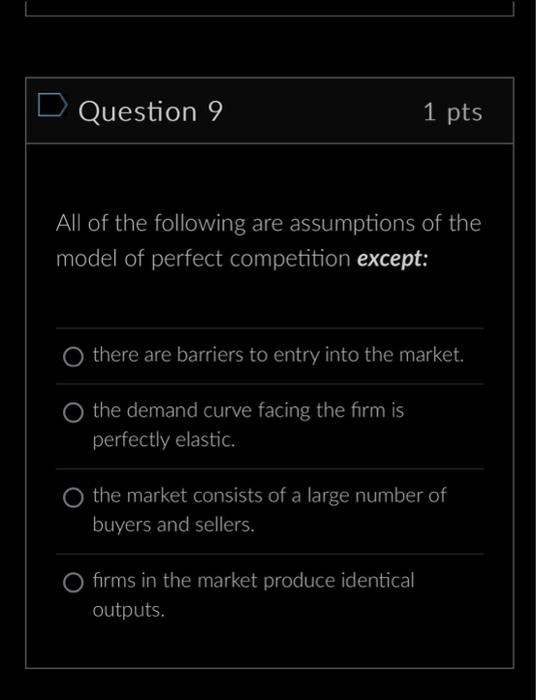 Solved Question 9 1pts All of the following are assumptions | Chegg.com