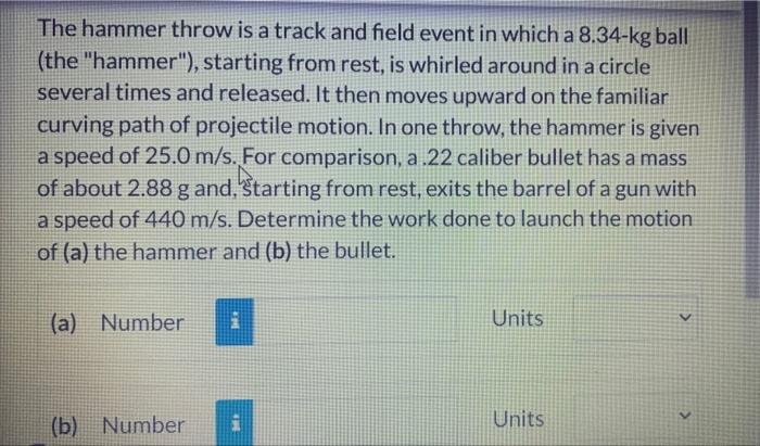 Solved The hammer throw is a track and field event in which | Chegg.com