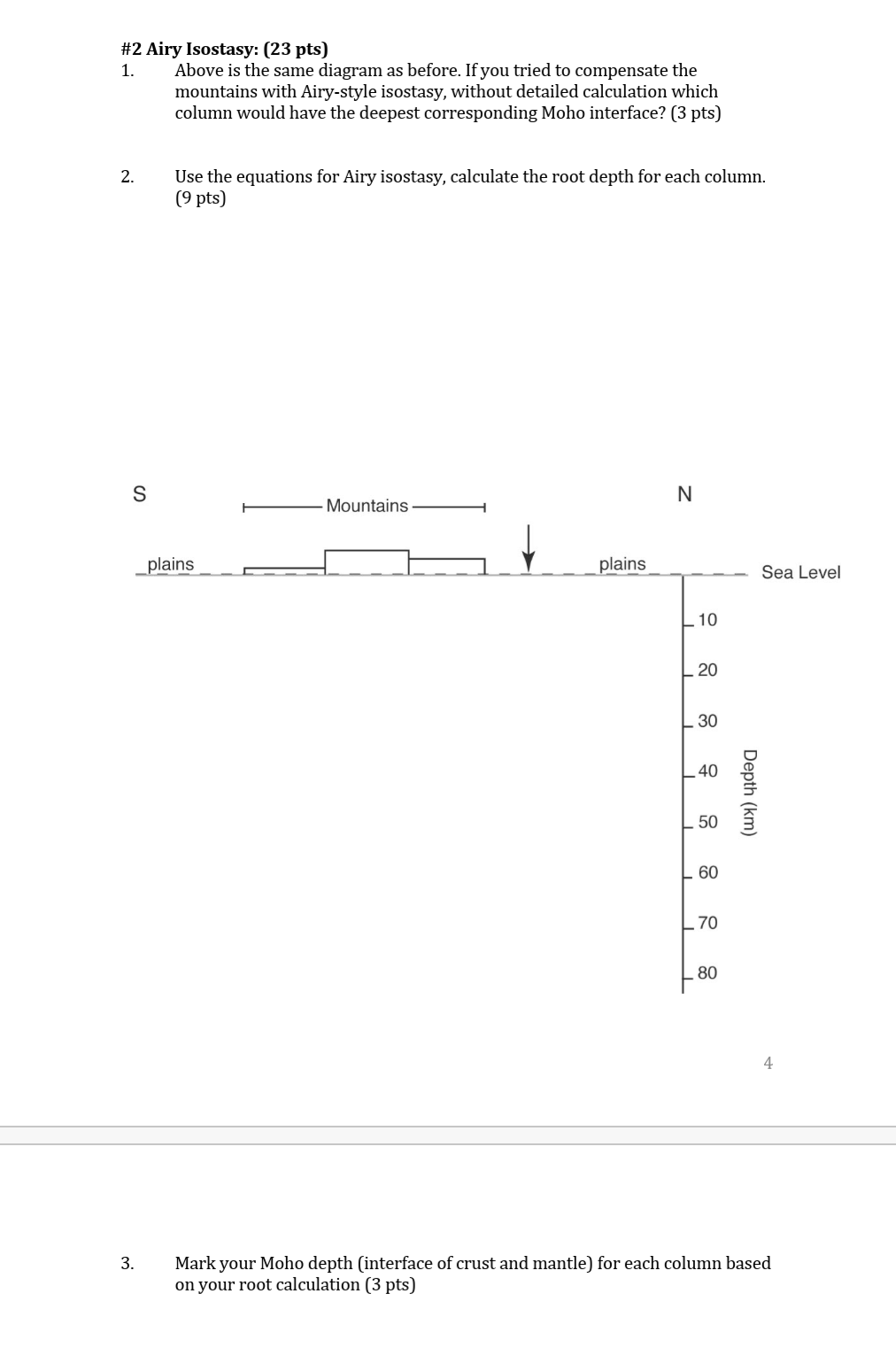 Solved #2 Airy Isostasy: (23 pts) 1. Above is the same | Chegg.com