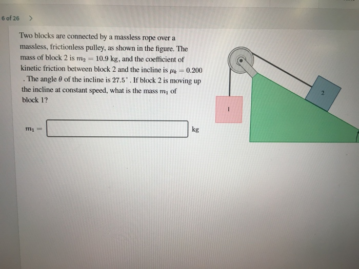 Solved 6 of 26 > Two blocks are connected by a massless rope | Chegg.com