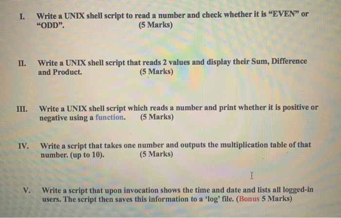 Solved 1 Write A Unix Shell Script To Read A Number And 9501