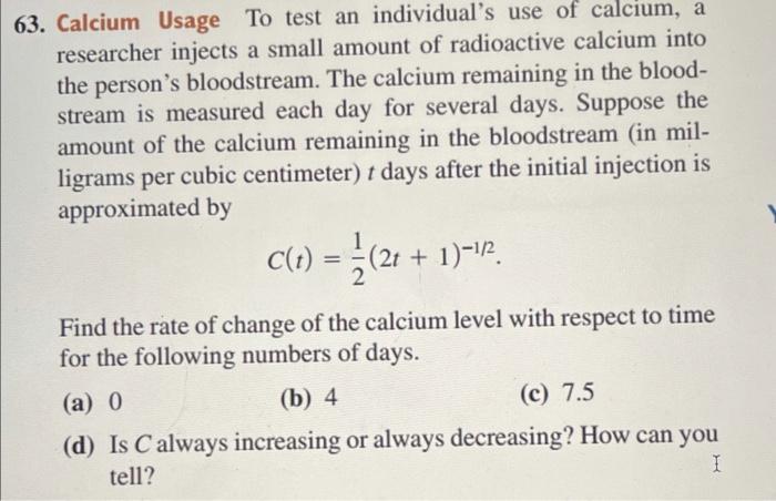 Solved 3. Calcium Usage To test an individual's use of | Chegg.com