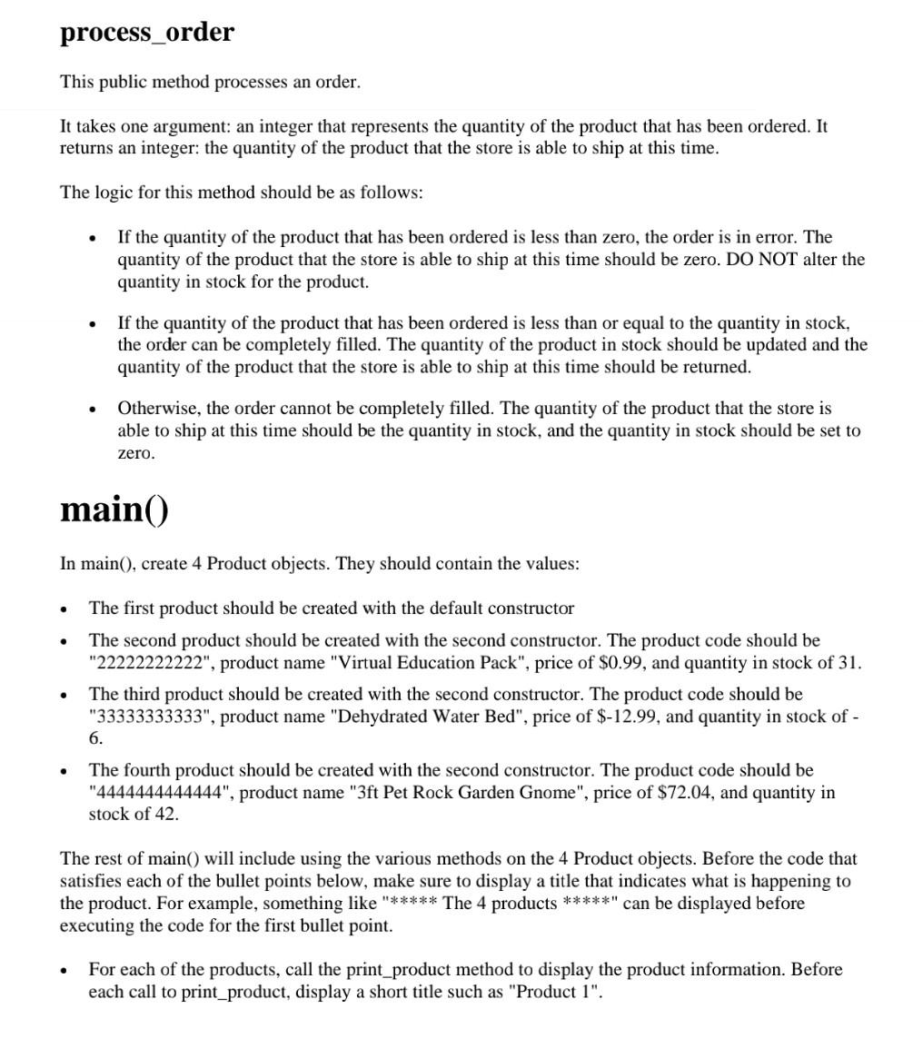 Solved Overview For this assignment, implement a class | Chegg.com
