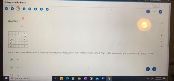 Solved Integration by Parts Question 3 | Chegg.com