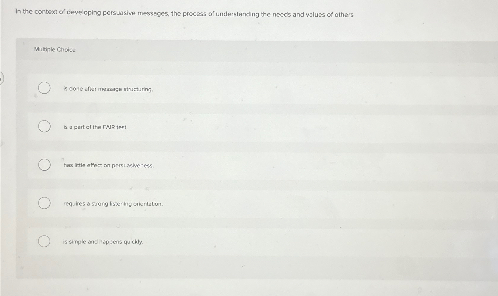 Solved In the context of developing persuasive messages, the | Chegg.com