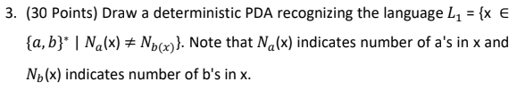 Solved (30 ﻿Points) ﻿Draw a deterministic PDA recognizing | Chegg.com