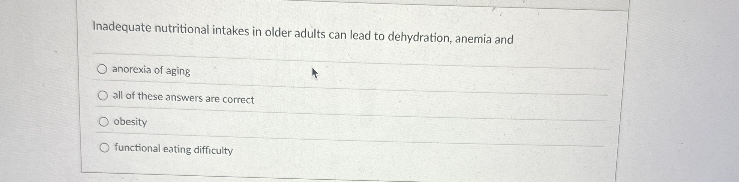 Solved Inadequate nutritional intakes in older adults can | Chegg.com