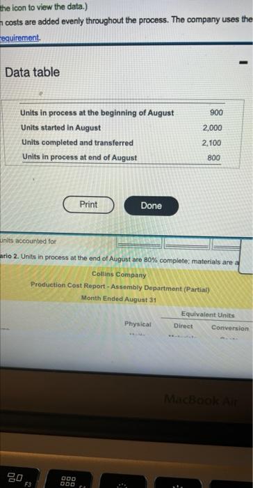 Solved Collins Company has the following data for the | Chegg.com