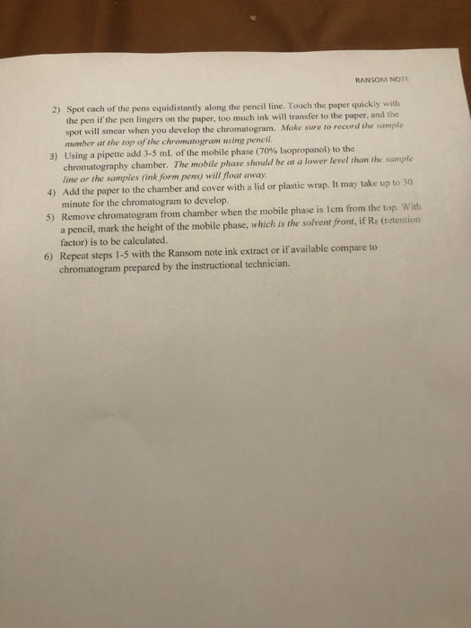 Solved RANSOM NOTE URGENT: Immediate Chromatographie | Chegg.com