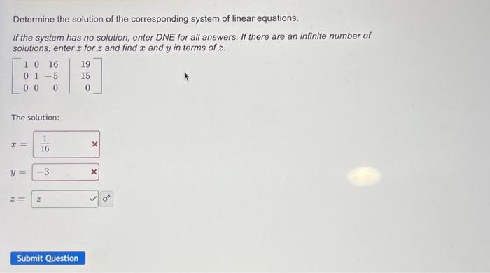 Solved Determine the solution of the corresponding system of | Chegg.com