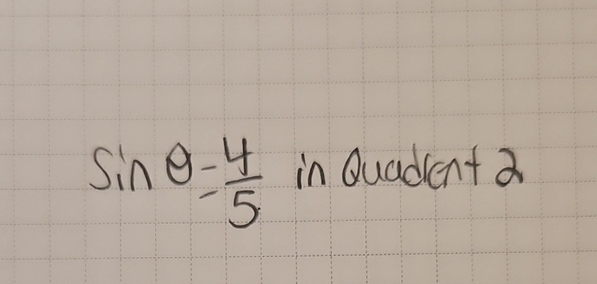 Solved sinθ=45 ﻿in Quadent 2 | Chegg.com