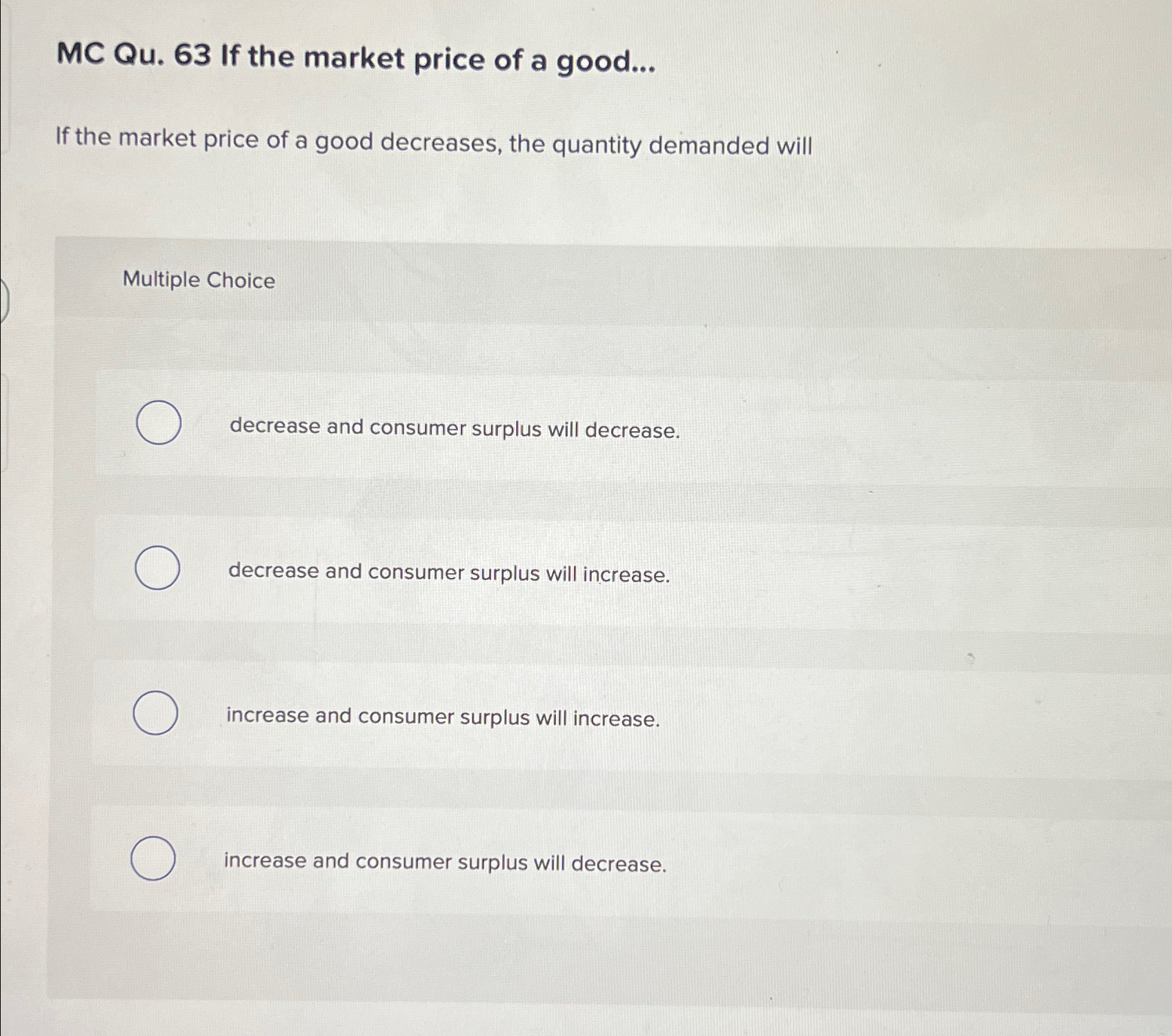 Solved MC Qu. 63 ﻿If the market price of a good...If the | Chegg.com