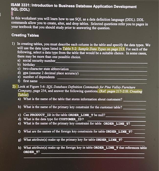 Solved ISAM 3331: Introduction to Business Database | Chegg.com