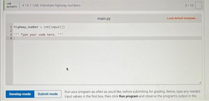 Solved 4.15 LAB: Interstate highway numbers Primary US. | Chegg.com
