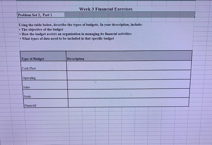 Solved D E А B Week 3 Financial Exercises Problem Set 2, | Chegg.com
