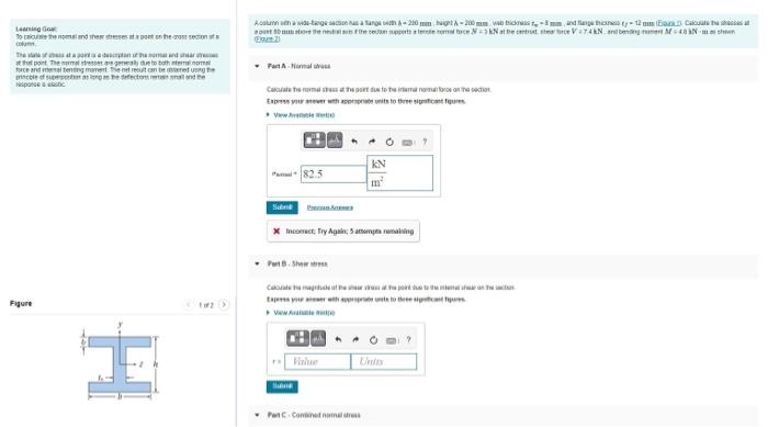 Solved Calculate the combined normal stress at the point | Chegg.com