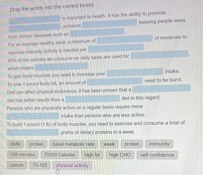 Solved Drag the words into the correct boxes is important to | Chegg.com