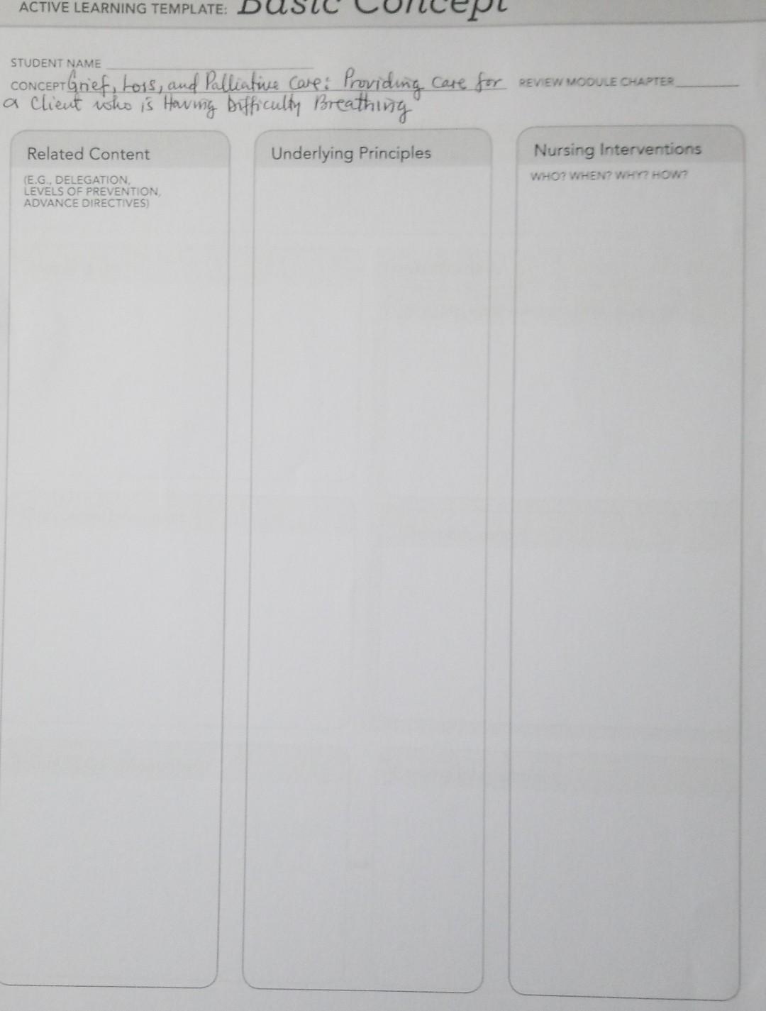 Solved Grief, loss, and palliative care: Providing care for | Chegg.com