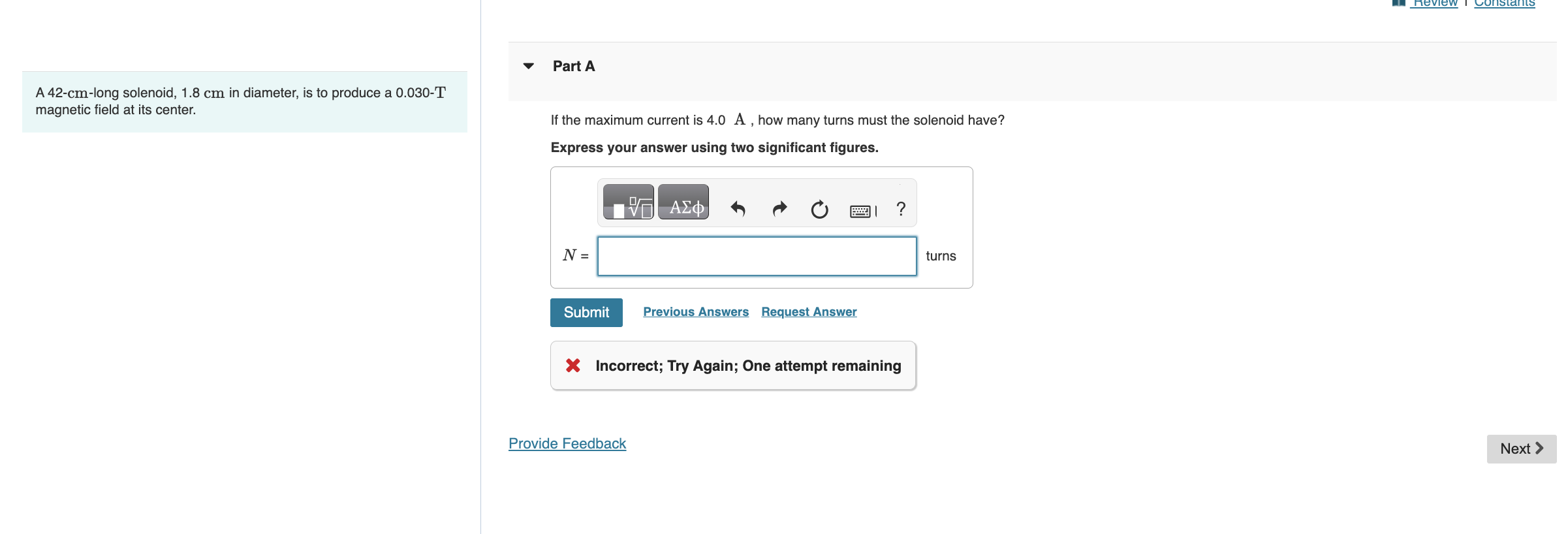 Solved A 42-cm-long solenoid, 1.8cm ﻿in diameter, is to | Chegg.com