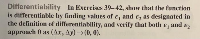 Solved Differentiability In Exercises 39-42, show that the | Chegg.com