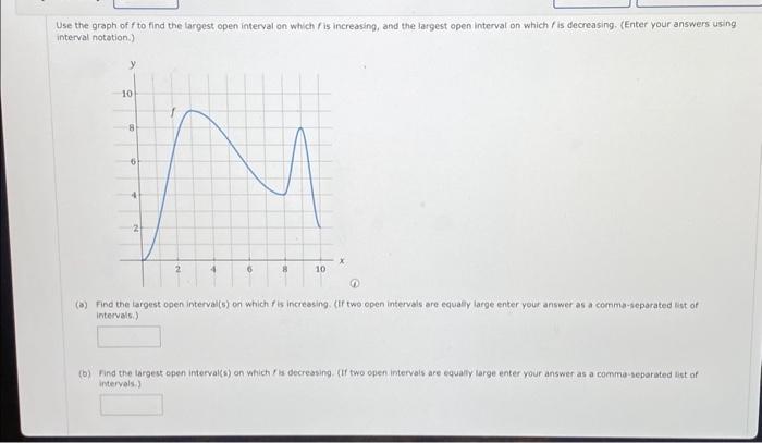 Solved Use the graph of f to find the largest open interval | Chegg.com