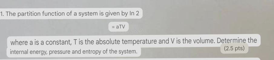The partition function of a system is given by | Chegg.com