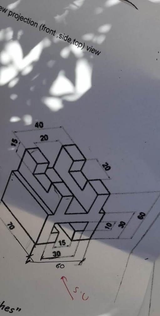 Solved Draw projection (front side,top) ﻿view(manual) | Chegg.com