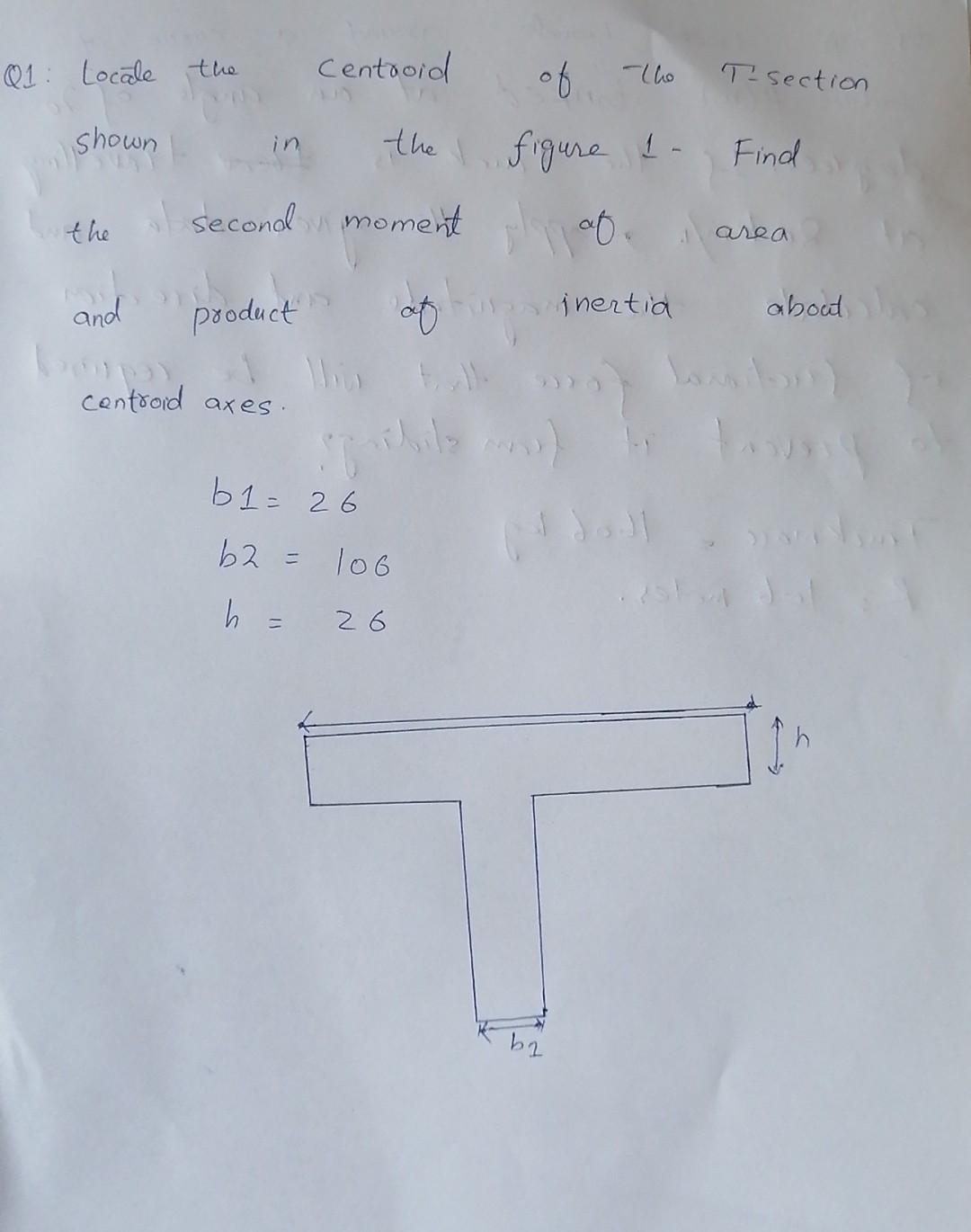 Solved Q1: Locale the The T-section Centroid of shown | the | Chegg.com