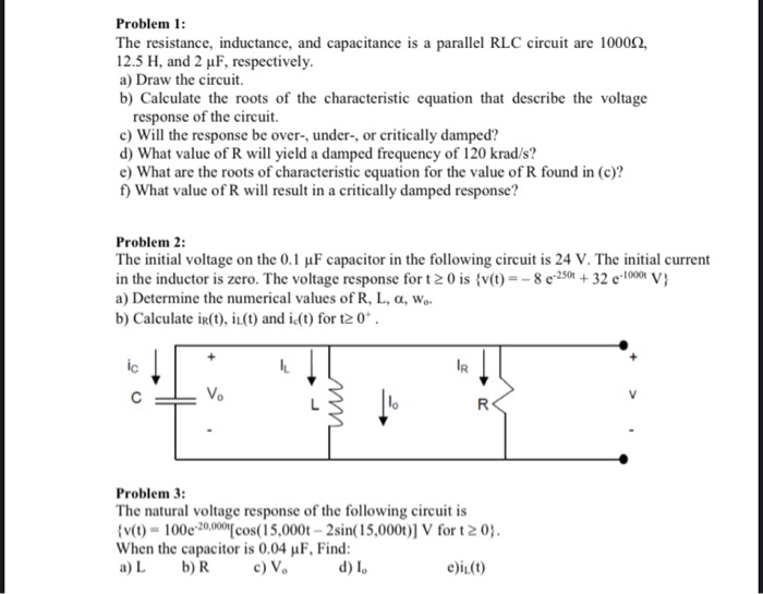 Solved Problem 1: The resistance, inductance, and | Chegg.com