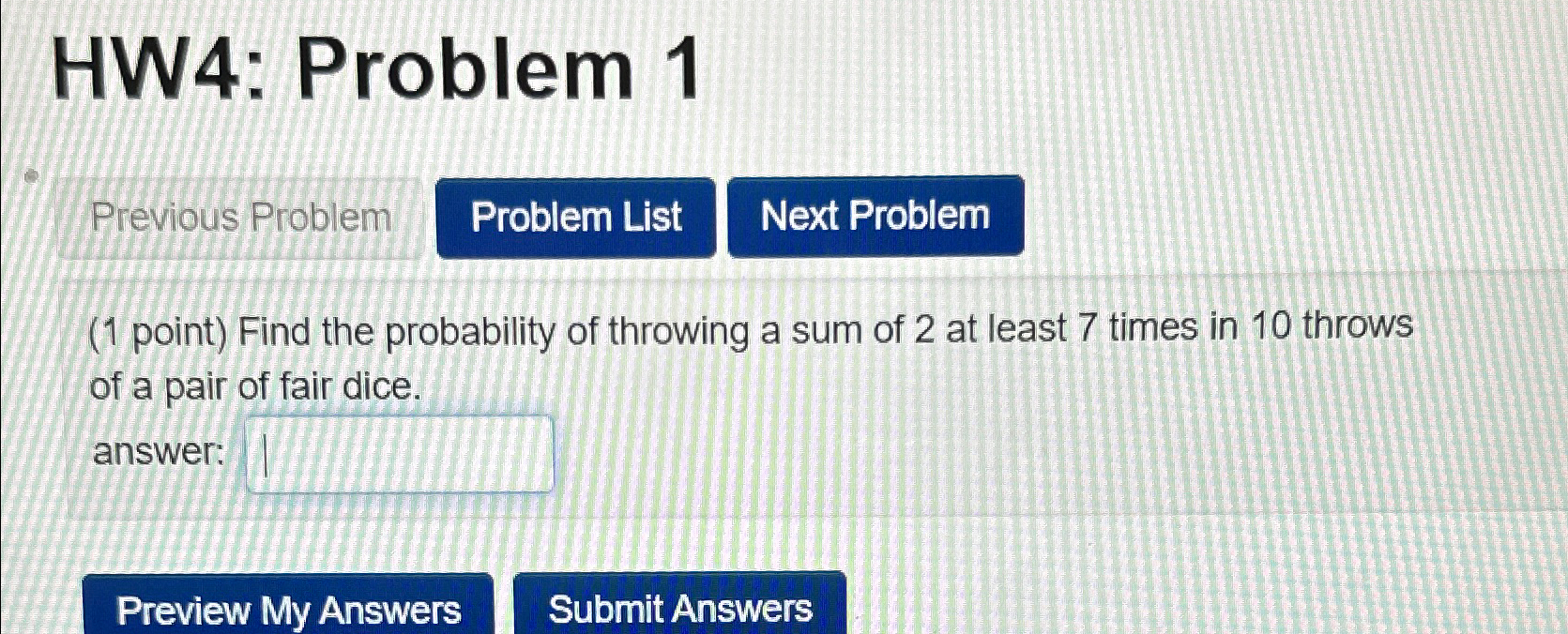 Solved HW4: Problem 1Previous Problem(1 ﻿point) ﻿Find the | Chegg.com
