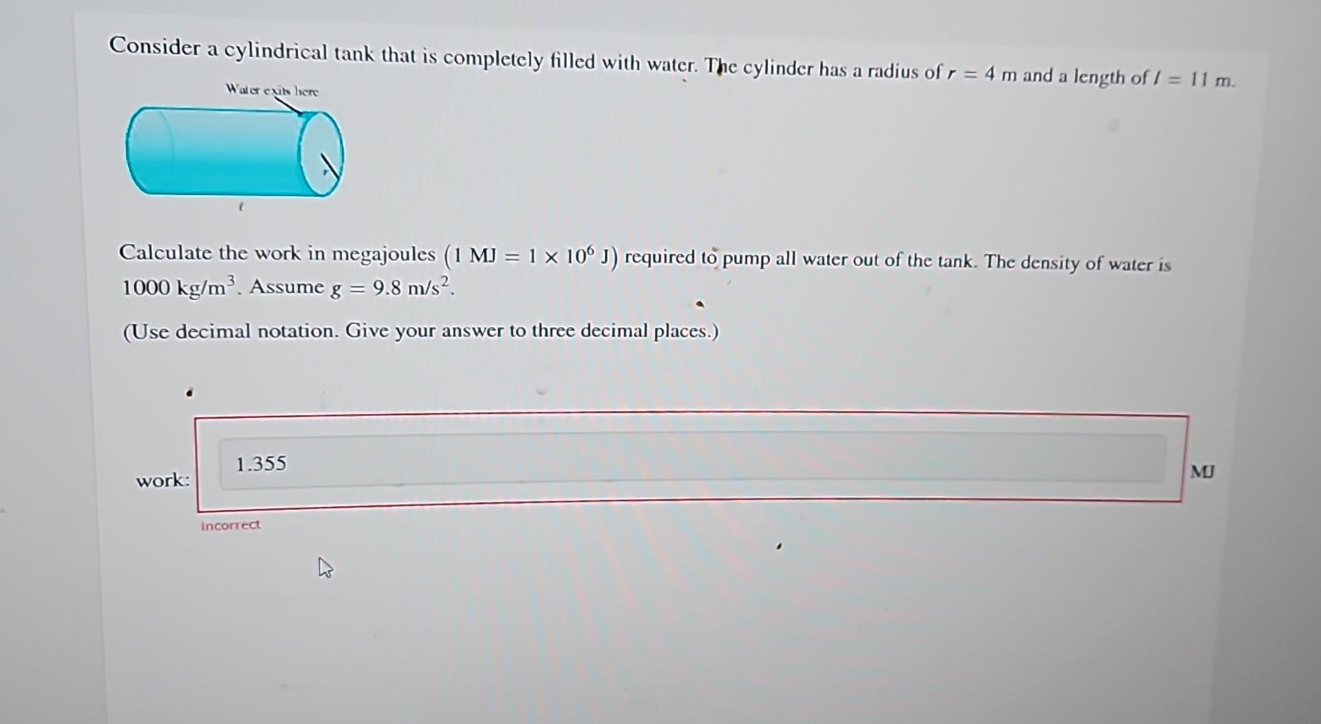 Solved Calculate the work in megajoules (1MJ=1×106 J) | Chegg.com
