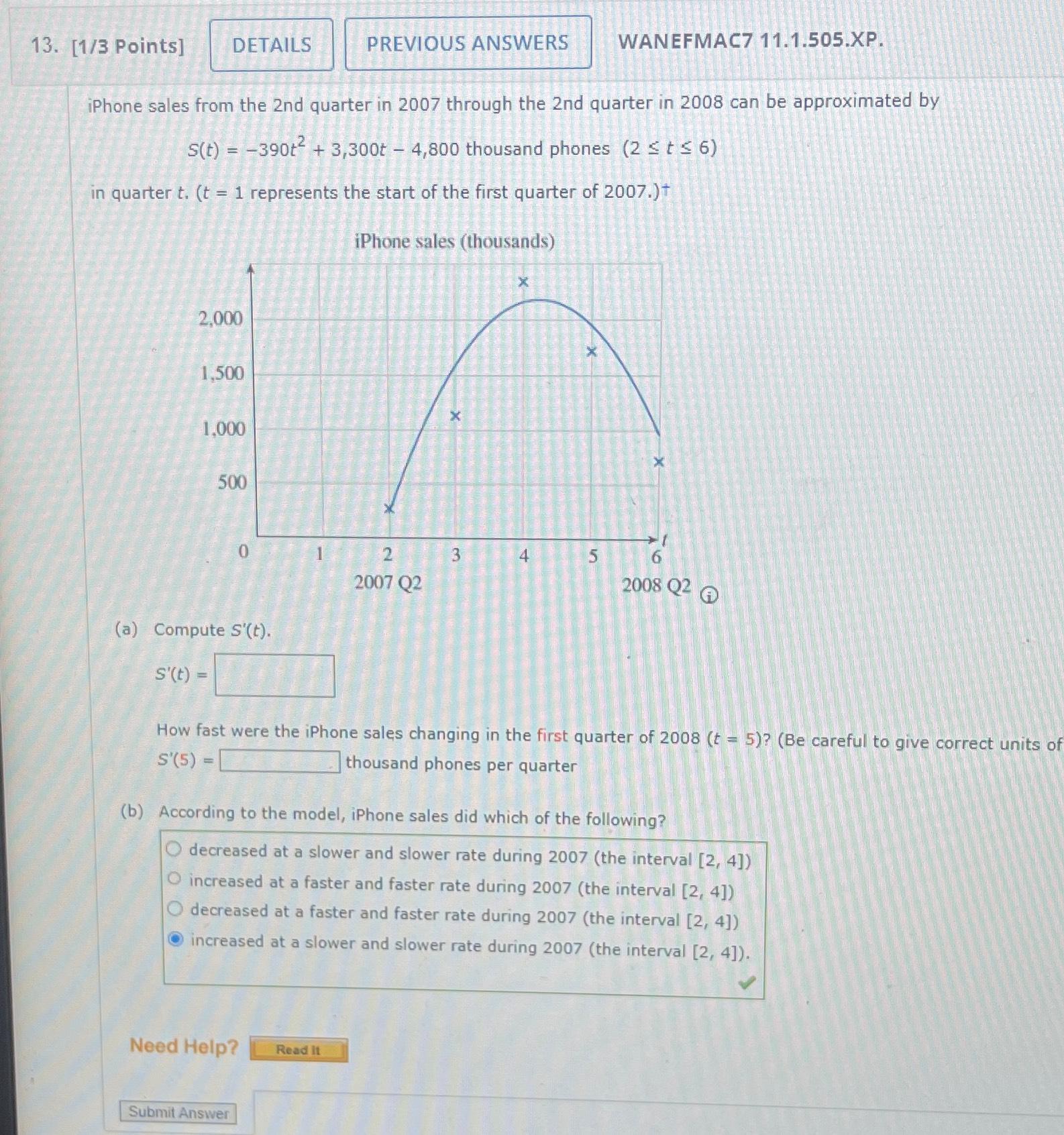 Solved in quarter represents the start of the first quarter | Chegg.com