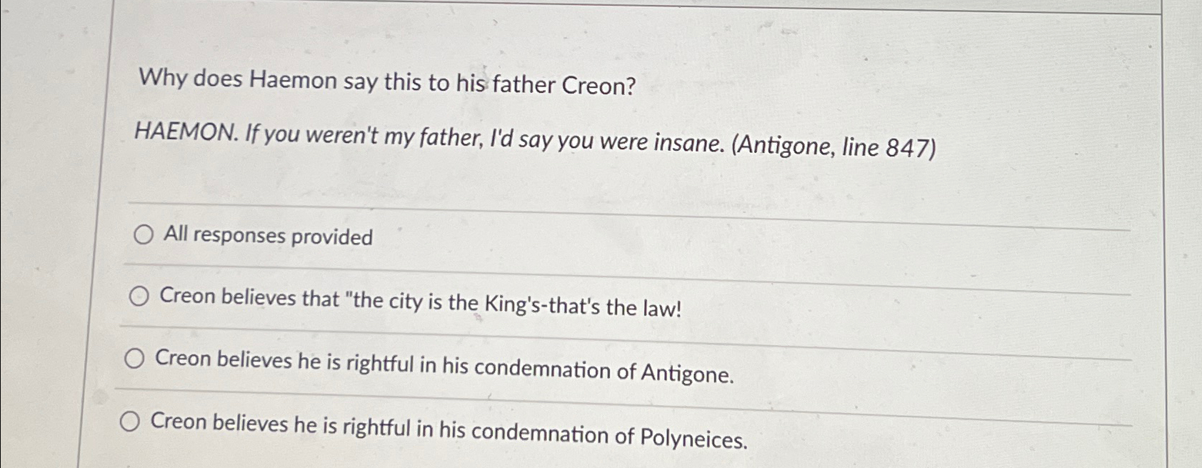 Solved Why does Haemon say this to his father Creon?HAEMON. | Chegg.com