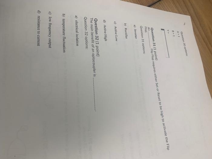 Solved Question 31 ( 1 point) Question 31 options: a) | Chegg.com