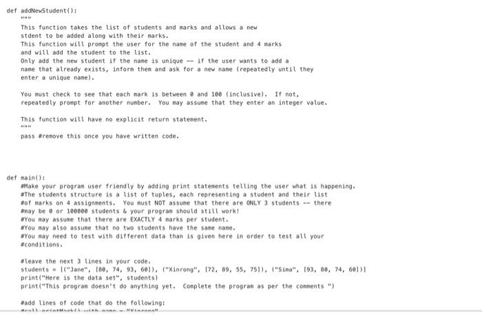 Solved Complete the following skeleton code as indicated by | Chegg.com
