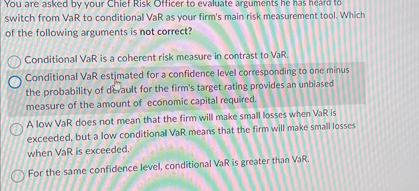 Solved You are asked by your Chief Risk Officer to evaluate | Chegg.com